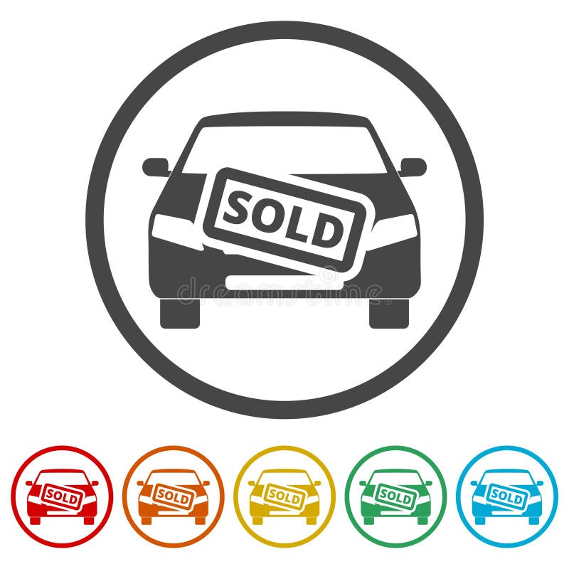 Sold car icon stock illustration. Illustration of auto - 143638309