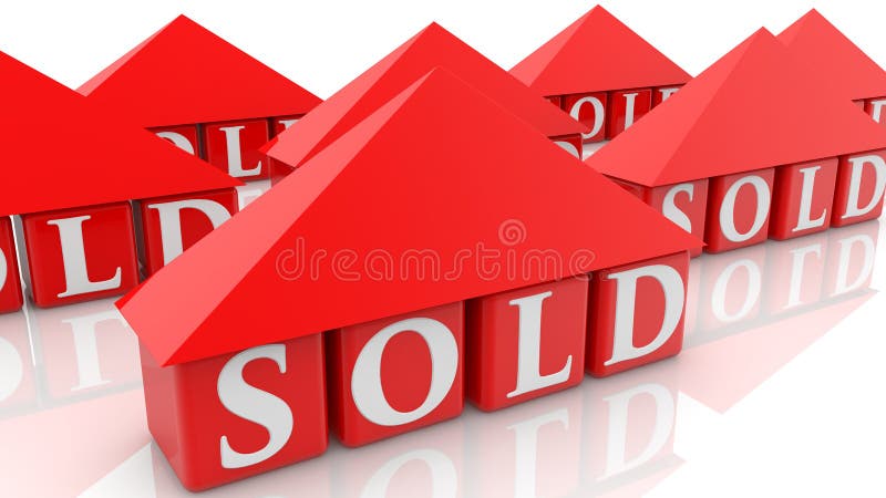 Sold concept on red cubes stock illustration. Illustration of three ...