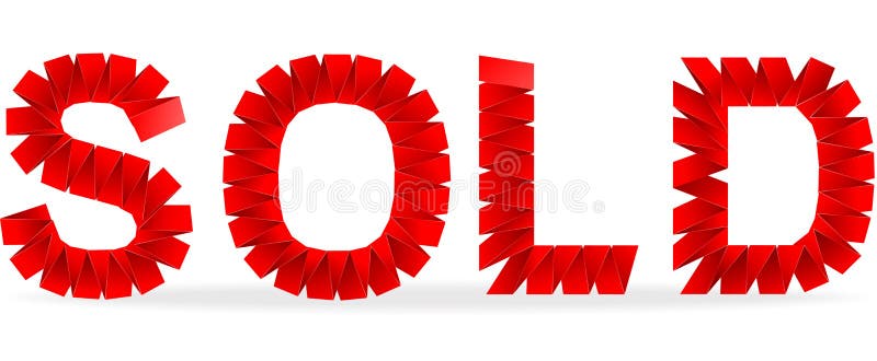 Sold folded paper sign stock vector. Illustration of shop - 50916770