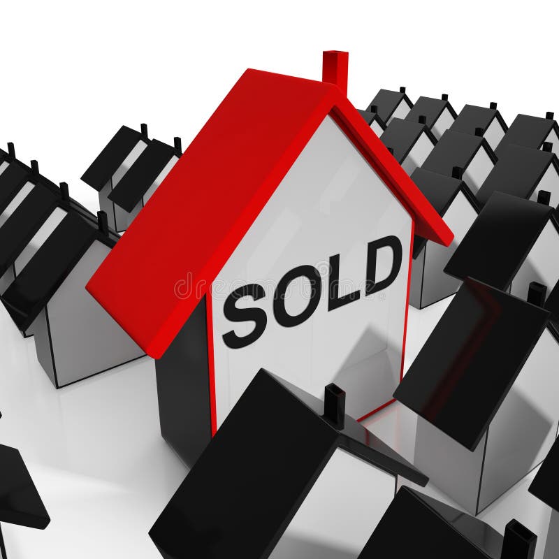 Sold House Shows Purchase or Auction of Home Stock Illustration ...