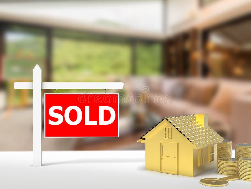 Sold house sign stock photo. Image of gold, loan, buyer - 82833938