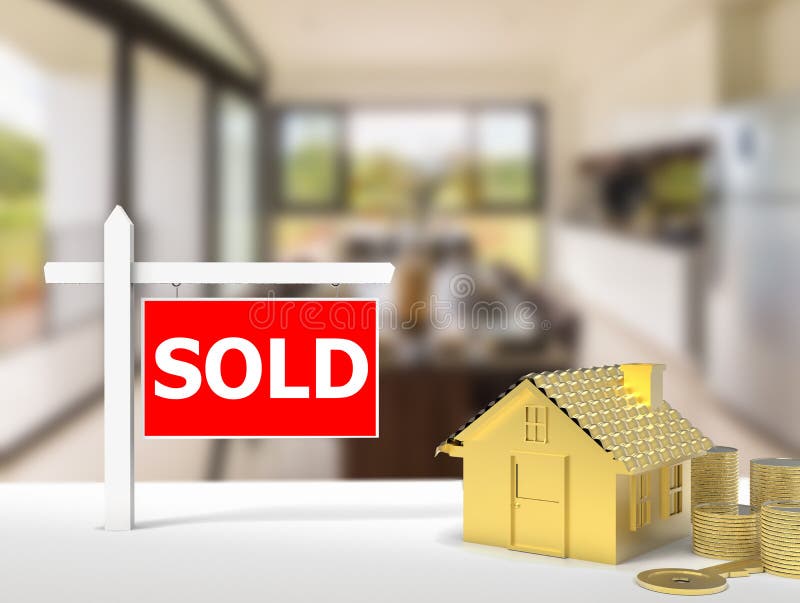 Sold house sign stock image. Image of residential, home - 82833479