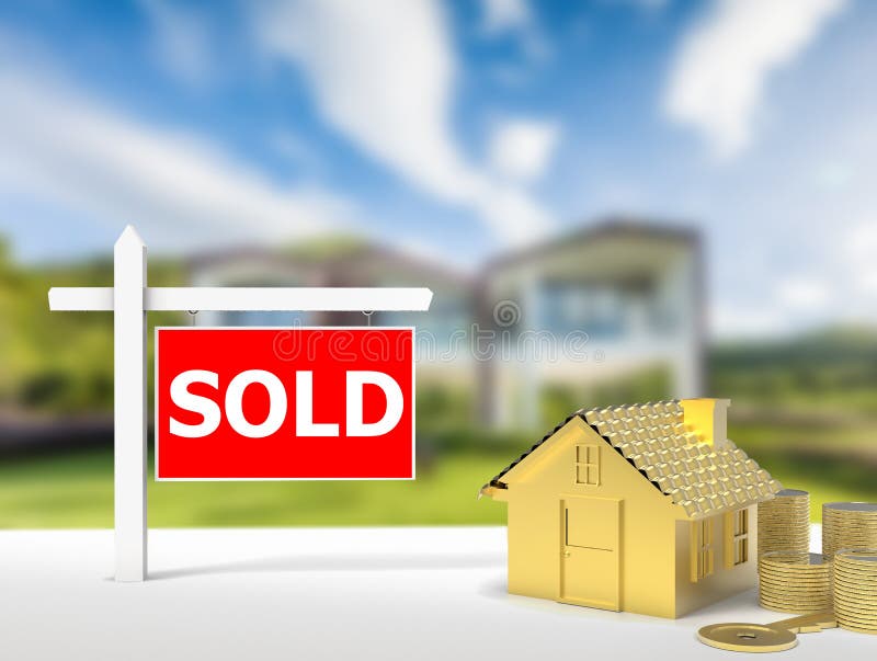 Sold house sign stock image. Image of label, business - 83246403