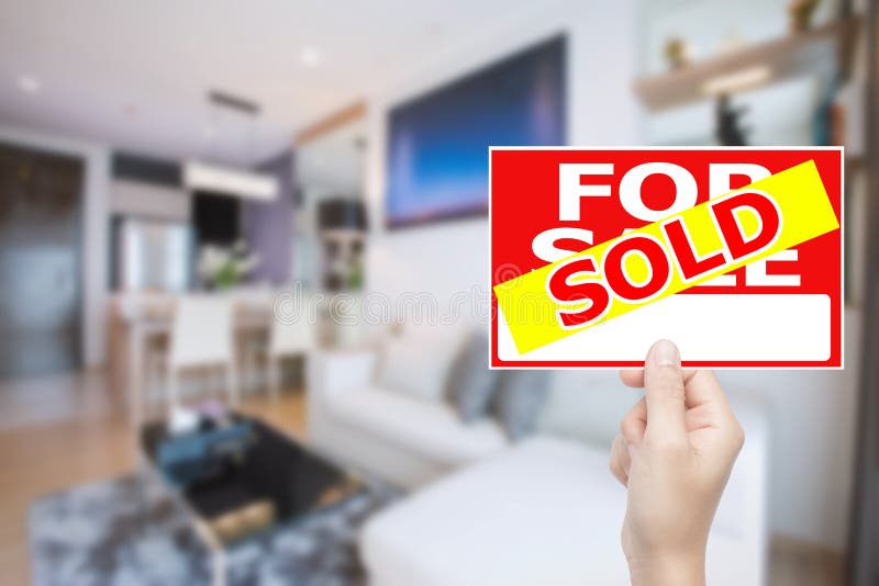 Sold house sign stock image. Image of sign, golden, business - 82833479