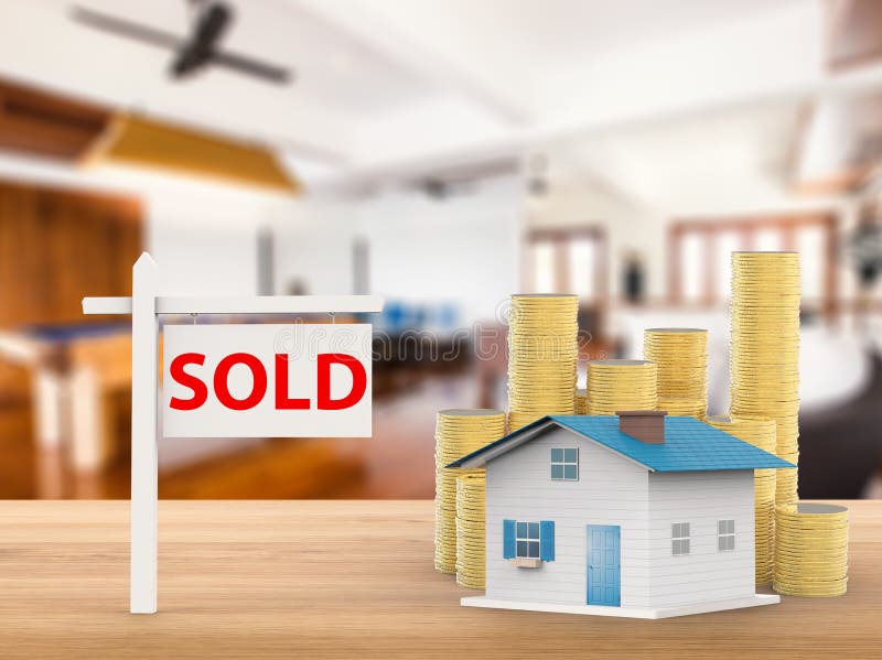 Sold house sign stock image. Image of sign, golden, business - 82833479