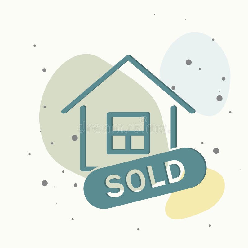 Sold House Vector Icon on Multicolored Background Stock Vector ...