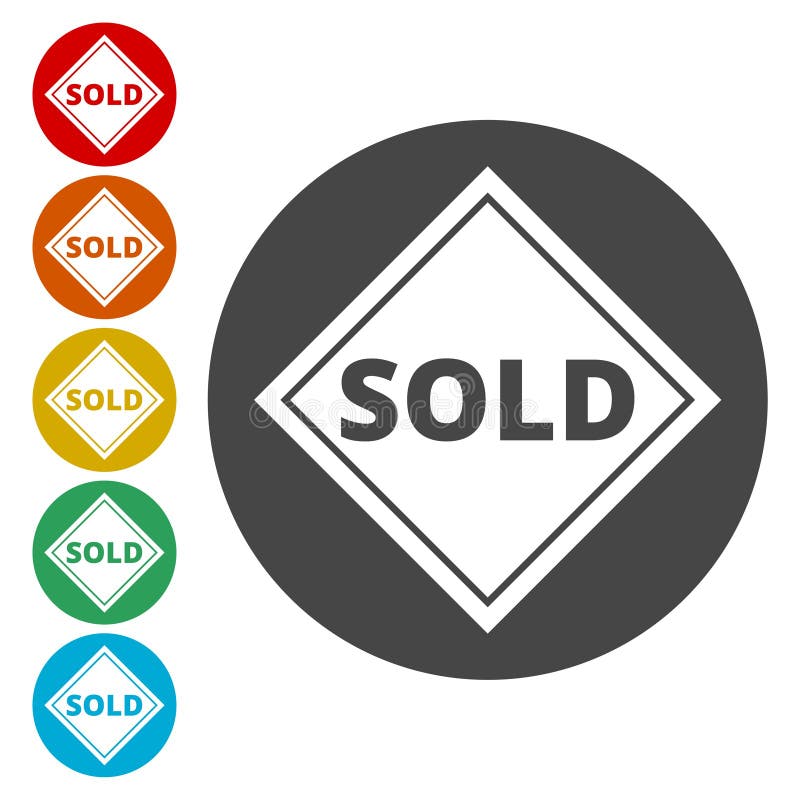 Sold icon sign with shadow stock vector. Illustration of design - 241042188