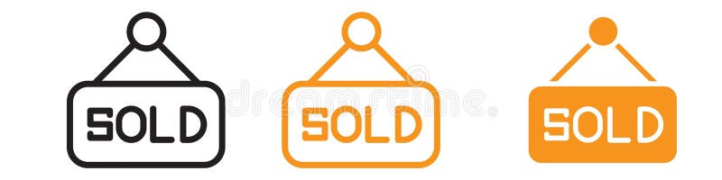 Sold Icon Set Transaction Completed Illustrations for E-commerce and ...