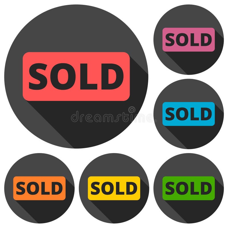 Sold Icons Set with Long Shadow Stock Vector - Illustration of ...
