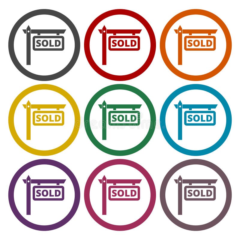 Sold Icons set stock vector. Illustration of retail - 121704290
