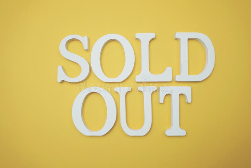Sold Out Alphabet Letter on Yellow Background Stock Photo - Image of ...