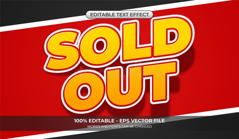 Sold Out Text Effect. Editable 3d Yellow and Bold Text Effect Stock ...