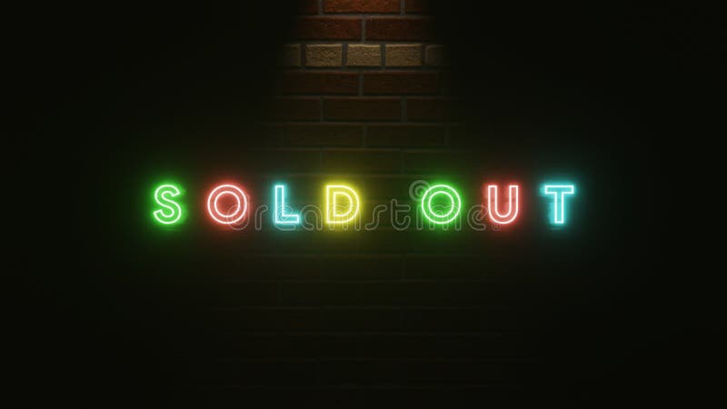 Sold Out Text Neon Light Colorful on Brick Wall Texture Simple and ...