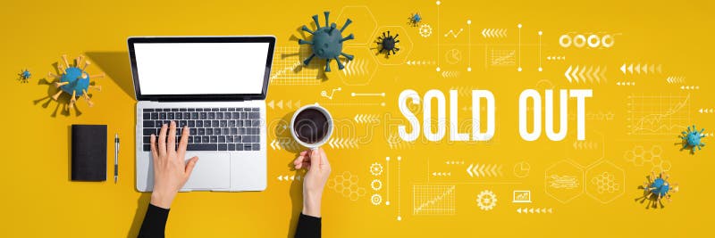 Sold Out Theme with Person Using Laptop Computer Stock Image - Image of ...