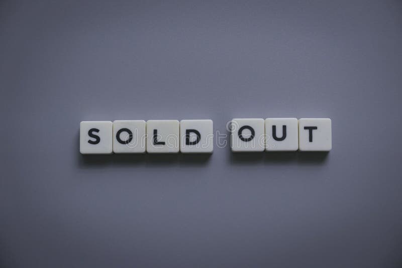 Sold Out Word Made of Square Letter Word on Gray Background Stock Image ...