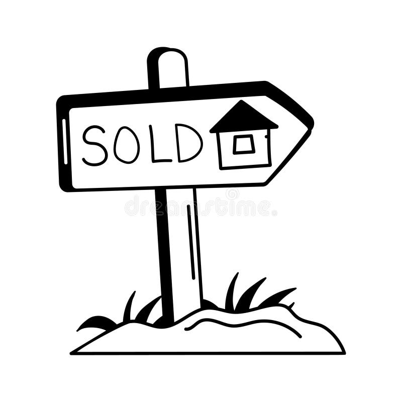 A Sold Sign in Front of a House, Representing Completed Sale Stock ...