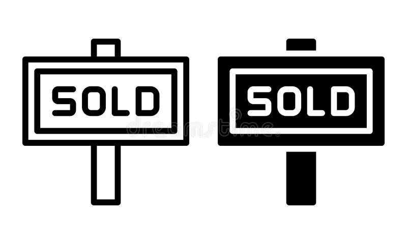 Sold Signboard Icon with Outline and Glyph Style. Stock Vector ...