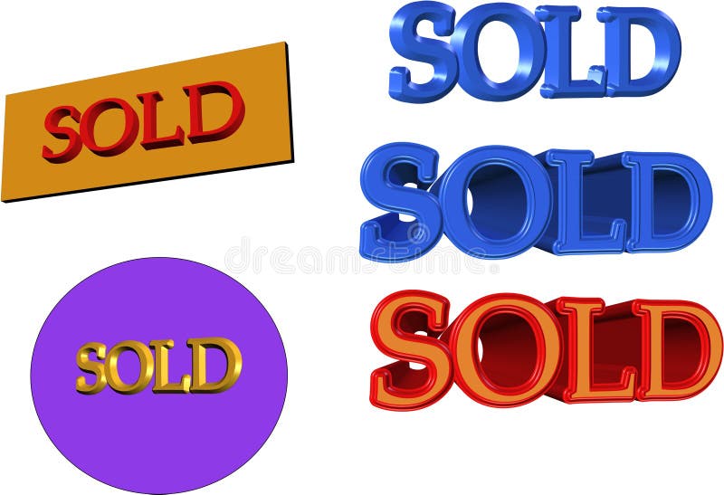 Sold signs in 3d stock illustration. Illustration of alone - 8320989
