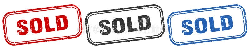 Sold Square Isolated Sign Set. Sold Stamp Stock Vector - Illustration ...
