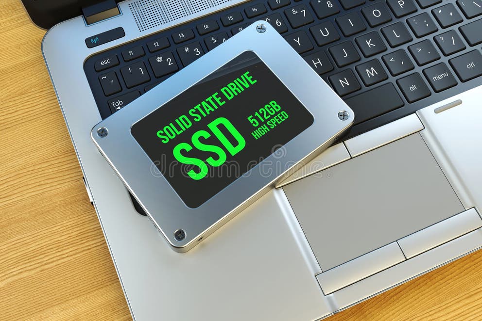 Sold State Drive SSD on Laptop Stock Illustration - Illustration of ...