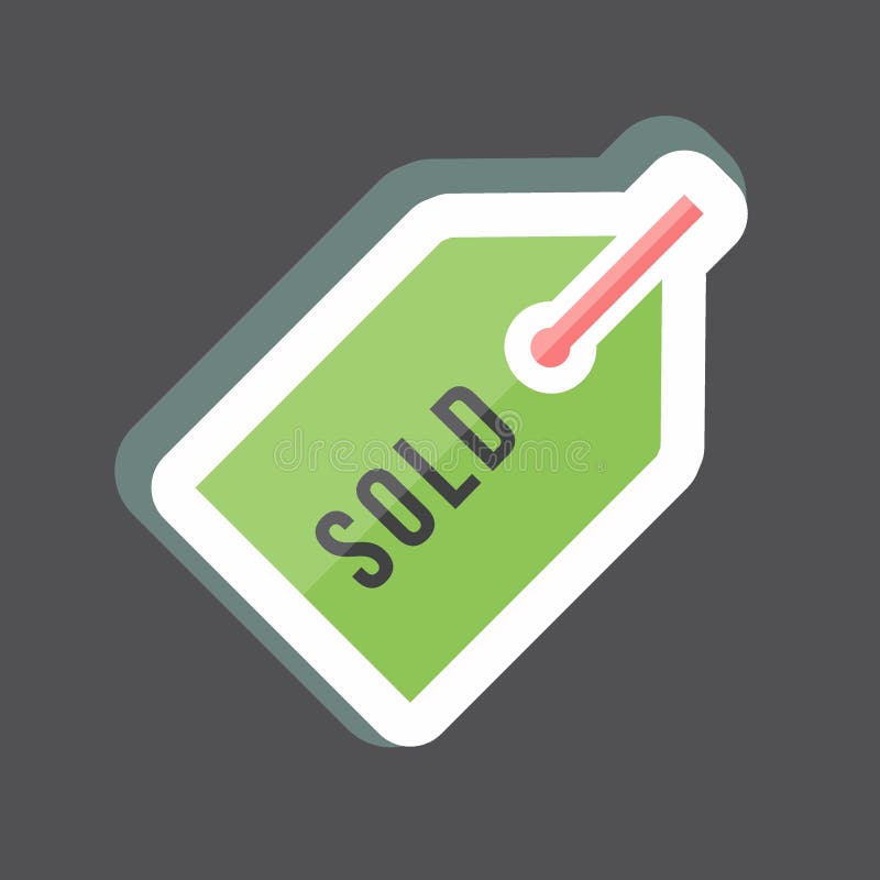 Sold Tag Sticker in Trendy Isolated on Black Background Stock ...