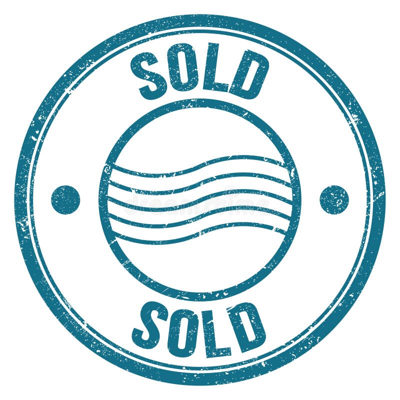 SOLD Text Written on Blue Round Postal Stamp Sign Stock Illustration ...
