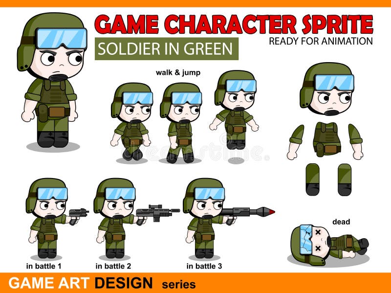Soldado Lindo Character Sprites Ilustración del Vector - Ilustración de ...