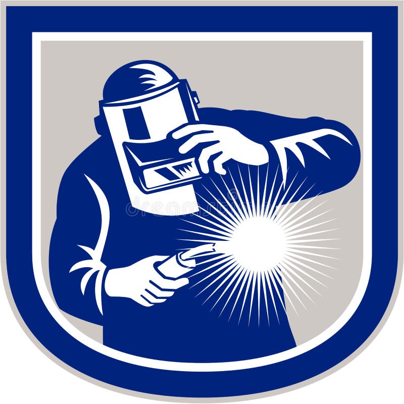 Soldador Welding Torch Front Shield Retro Ilustración del Vector ...