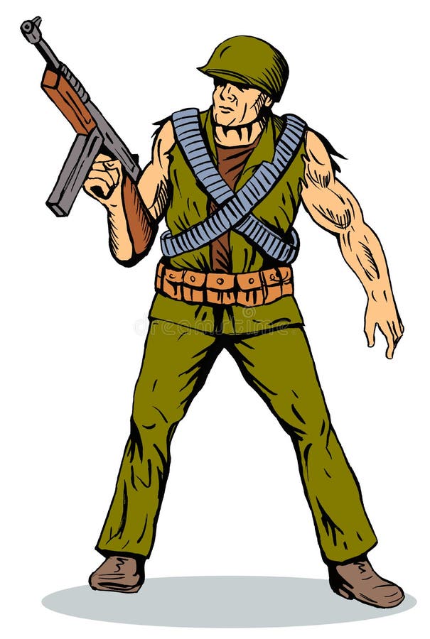 Soldato Del Fumetto Con La Pistola E La Passamontagna Illustrazione ...