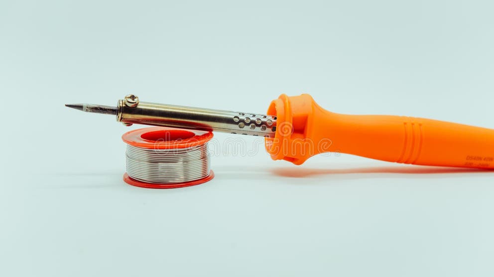 Solder Wire and Soldering Iron with White Background Stock Image ...
