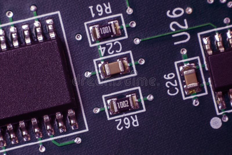 Soldered Motherboard Components. Elements on Which Computer Operation ...
