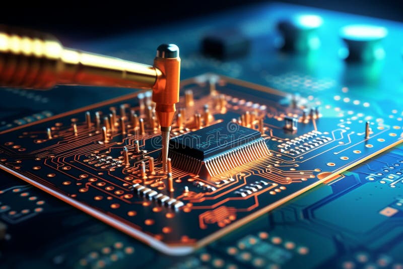 Soldering Computer Chips on Circuits. Generative by Ai Stock ...