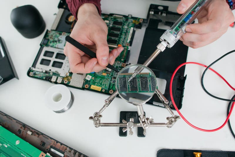Soldering Computer Components Flat Lay Stock Image - Image of hobby ...