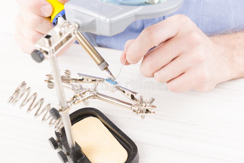 Electronic PCB on Third Hand Tool Stock Image - Image of impedance ...