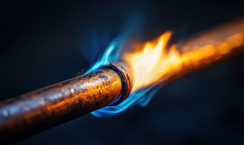 Soldering Copper Pipe with Flame Stock Photo - Image of tool, closeup ...