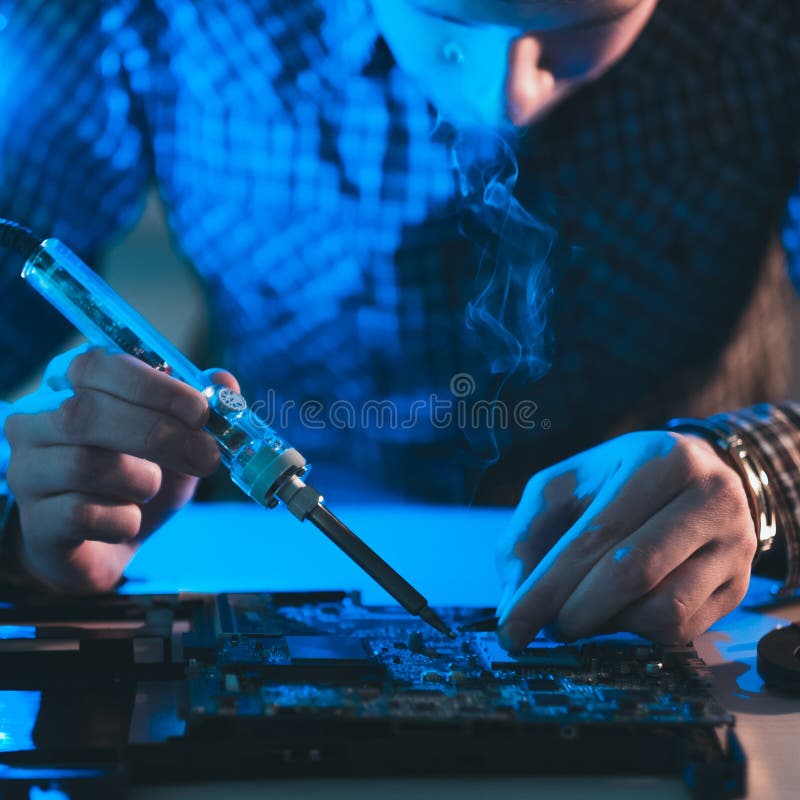 Soldering Courses Microelectronics Engineer Repair Stock Image - Image ...