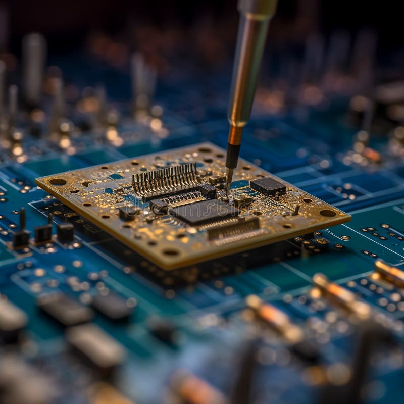 Soldering an Electronic Microcircuit, Repair, Precision Work, Macro ...