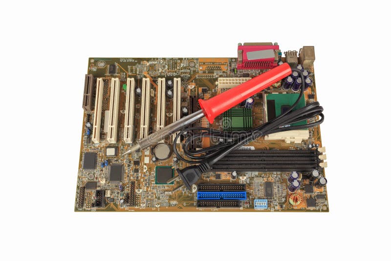 Soldering Iron on Computer Motherboard Stock Image - Image of ...