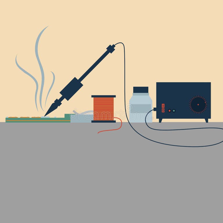 Soldering Iron and Soldering Process. Flat Vector Stock Vector ...