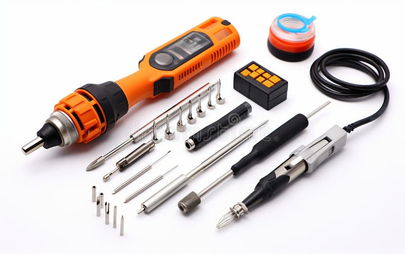 Soldering Tools on White Background Stock Illustration - Illustration ...