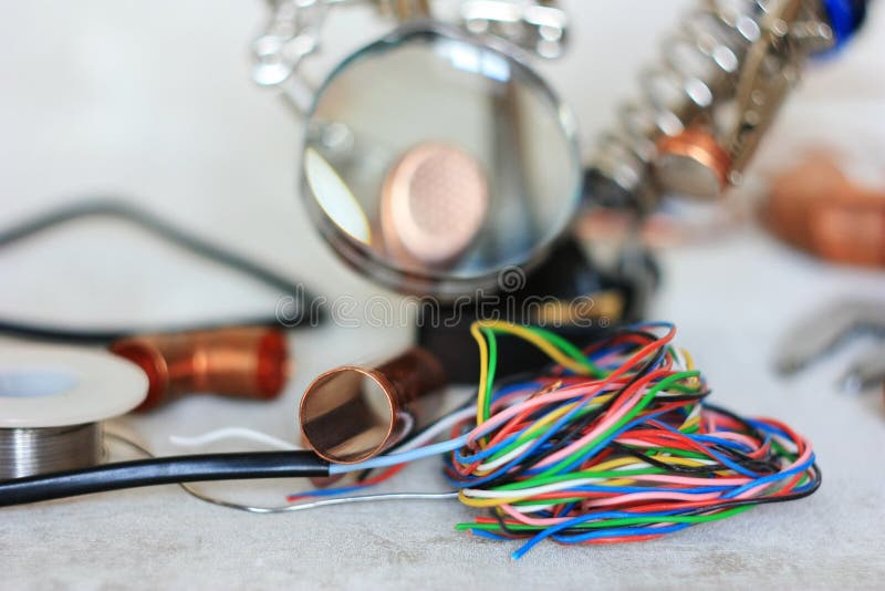 Soldering Wires for Electronic Components Stock Image - Image of ...