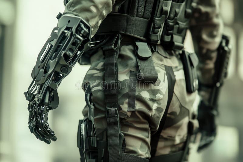 Soldier in Advanced Exoskeleton Suit Showcasing Intricate Joint ...