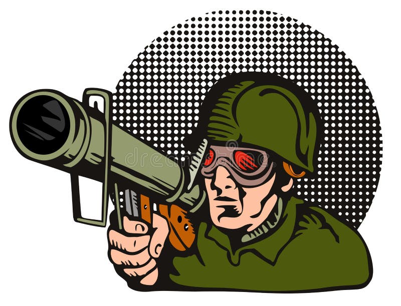Cartoon man with bazooka stock illustration. Illustration of toon ...