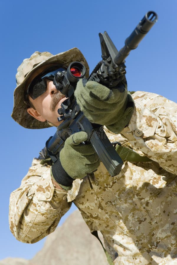 Soldier Aiming with Sniper Rifle Stock Image - Image of aiming ...