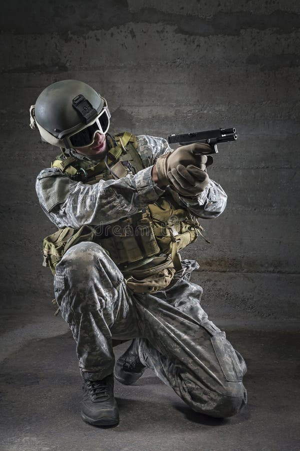 Soldier aiming a rifle stock photo. Image of army, peace - 36754580