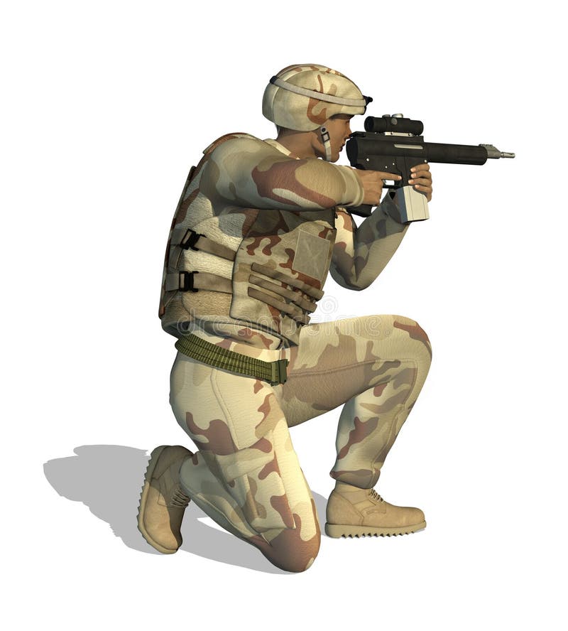 Soldier Aiming Rifle stock illustration. Illustration of battle - 12296518