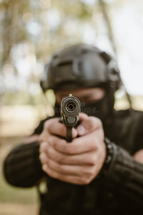 Soldier Aiming To the Target, and Ready To Shoot Stock Photo - Image of ...