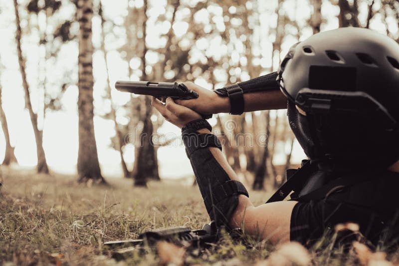 Soldier Aiming To the Target, and Ready To Shoot Stock Photo - Image of ...