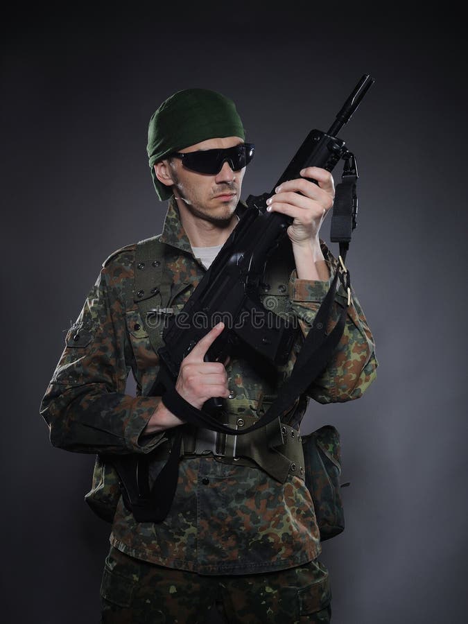 Soldier with ak-47 stock photo. Image of rifle, battlefield - 32388798