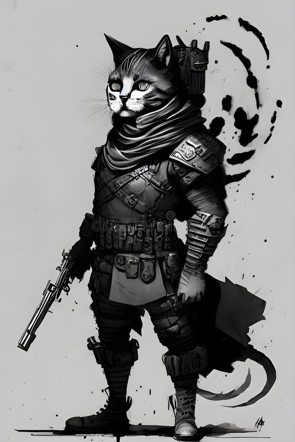 Soldier Cat of future stock illustration. Illustration of drawing ...